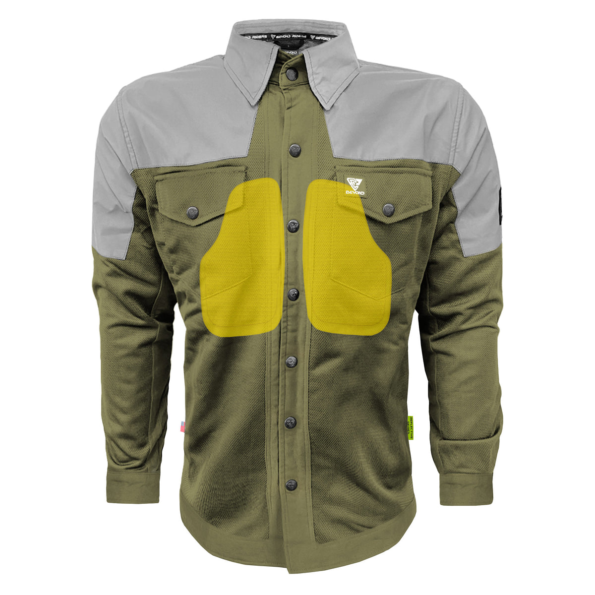 Summer Mesh Reflective Shirt Army Green Eclipse - with Pads – Beyond Riders