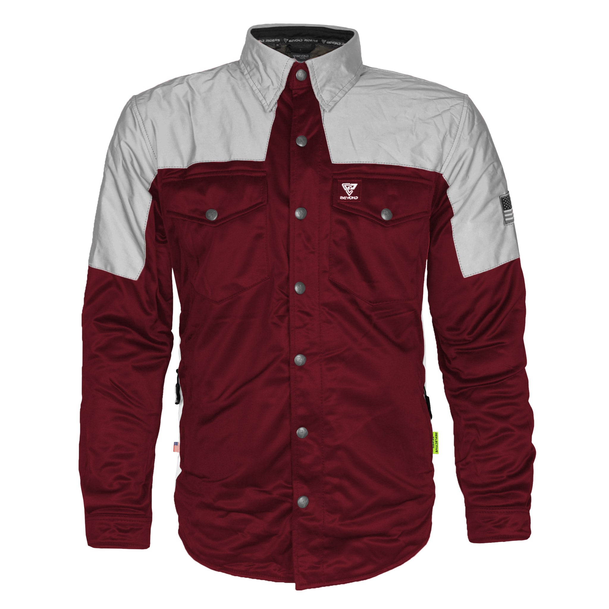 Ultra Reflective Shirt - Red Maroon Eclipse with Pads – Beyond Riders