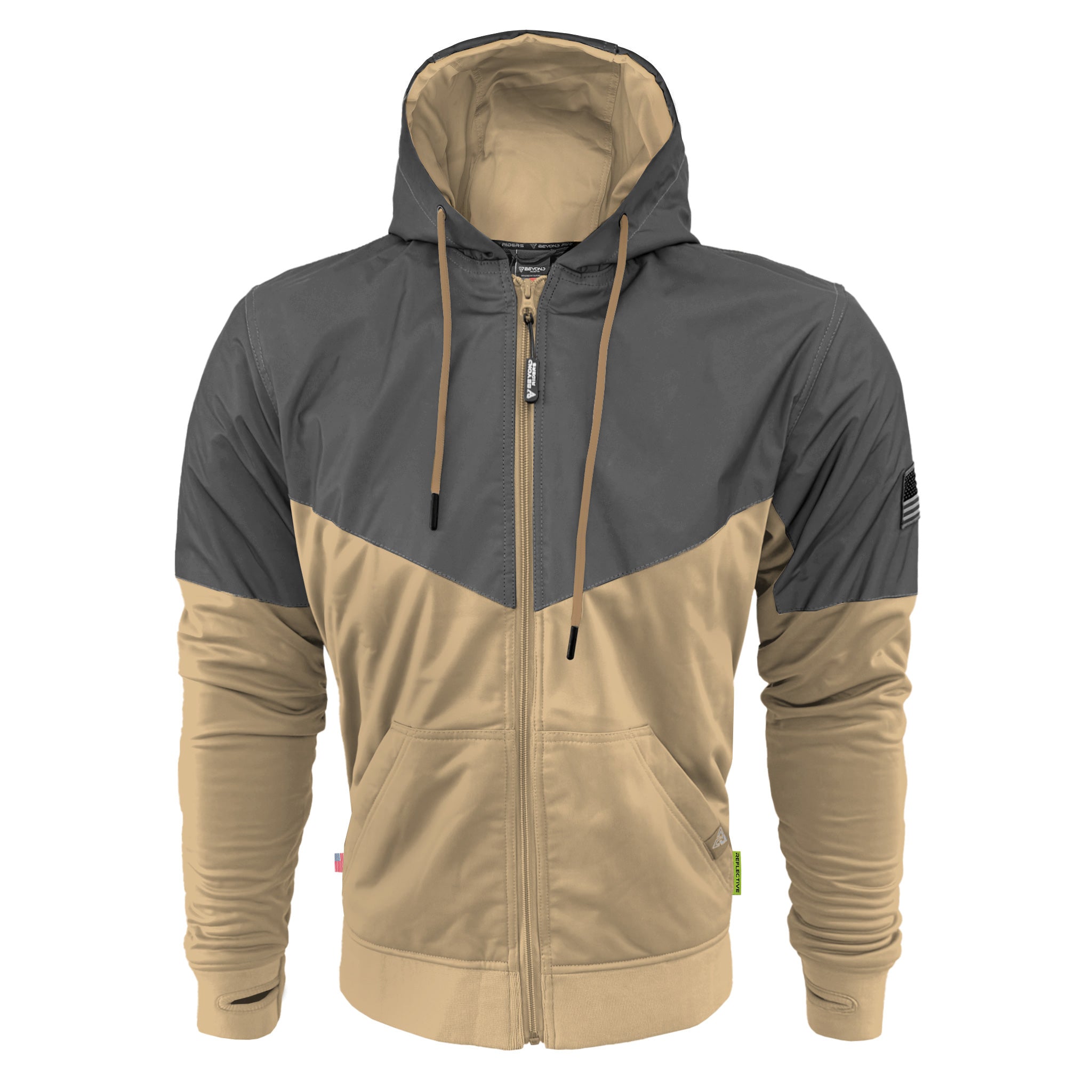Ultra Reflective Hoodie Khaki Nebula with Pads – Beyond Riders