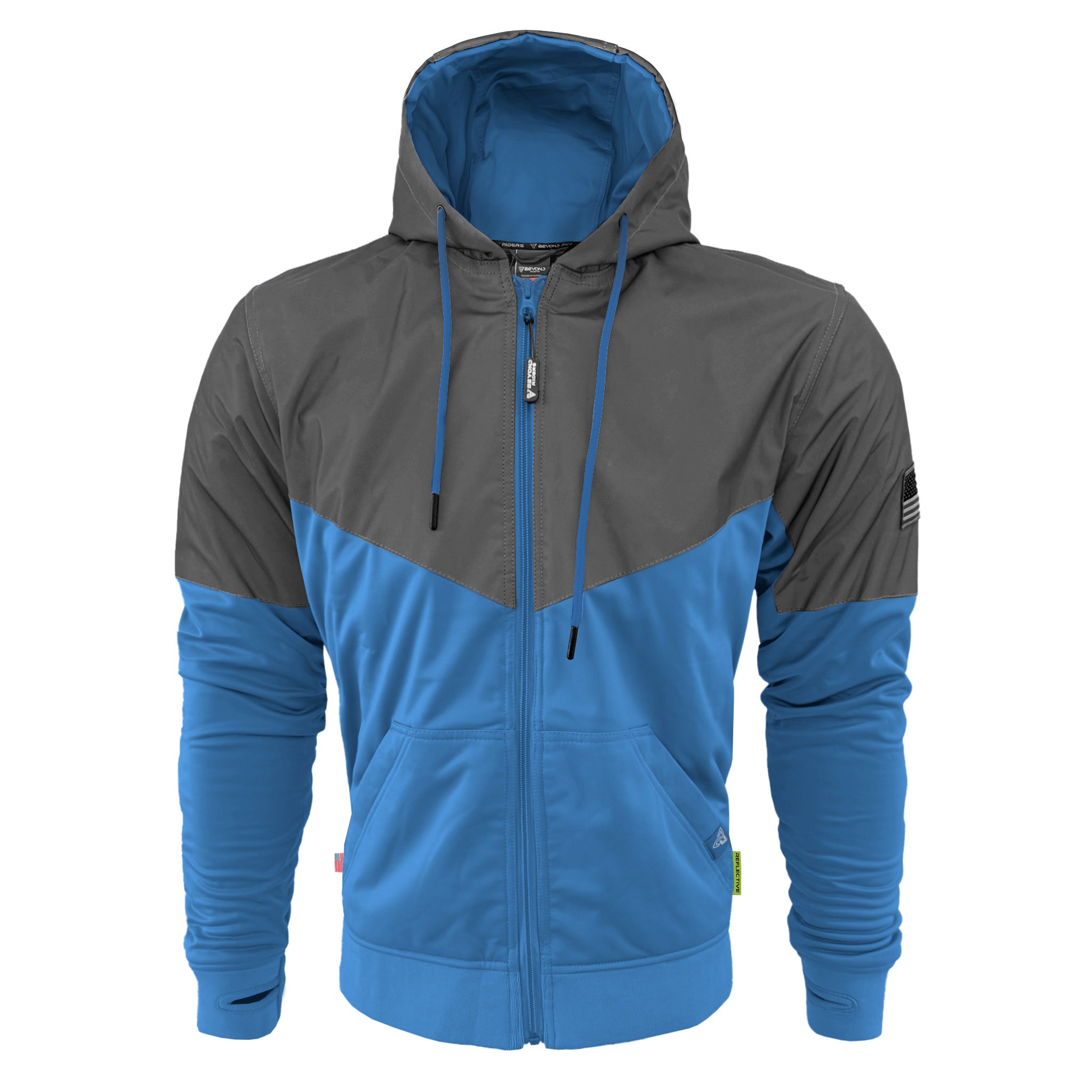 Ultra Reflective Hoodie Sky Blue Nebula with Pads – Beyond Riders